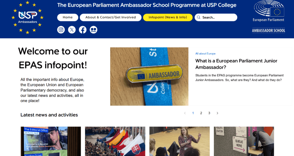 Digital InfoPoint Website – European Parliament Ambassador Schools – UK